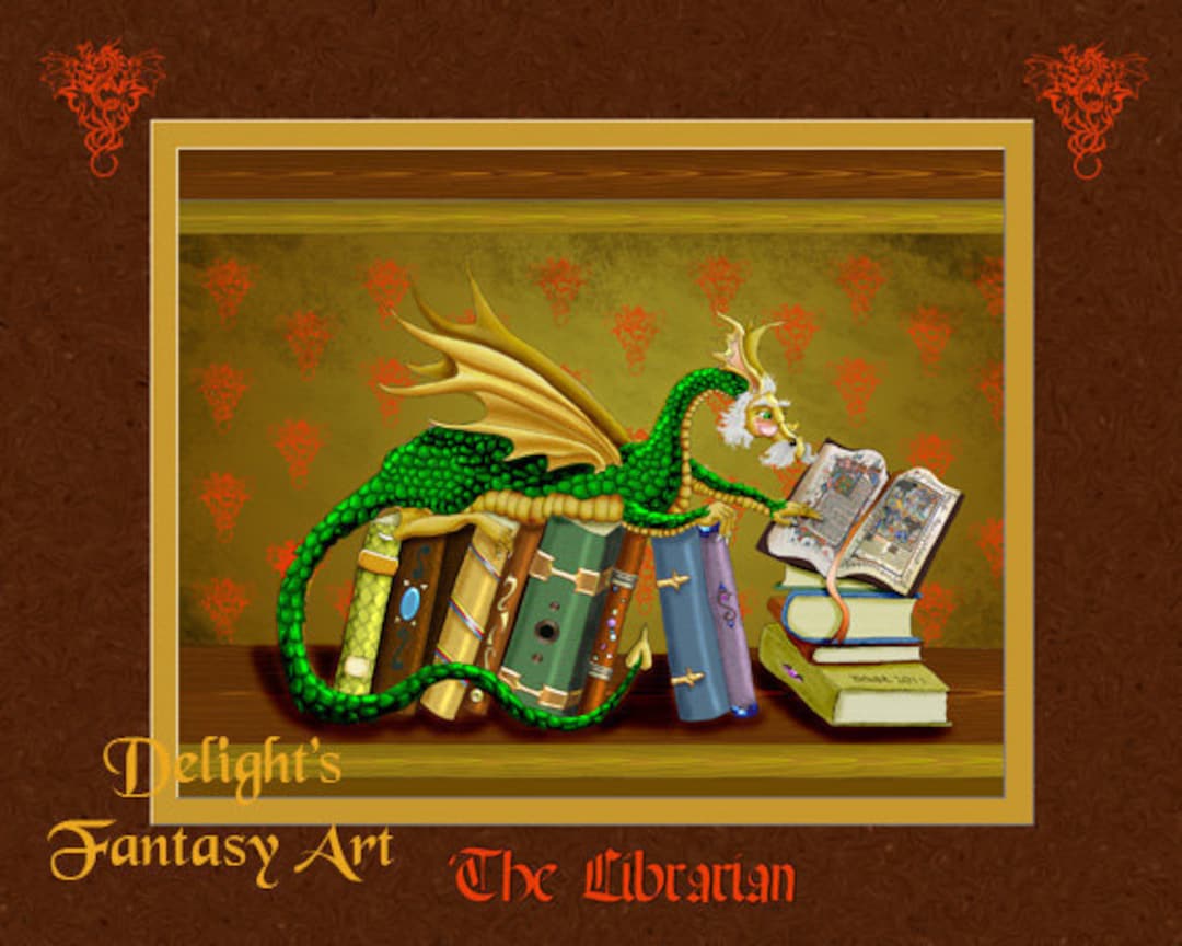 The Librarian, Librarian Dragon, Dragon, Dragon Art, Dragon Print ...
