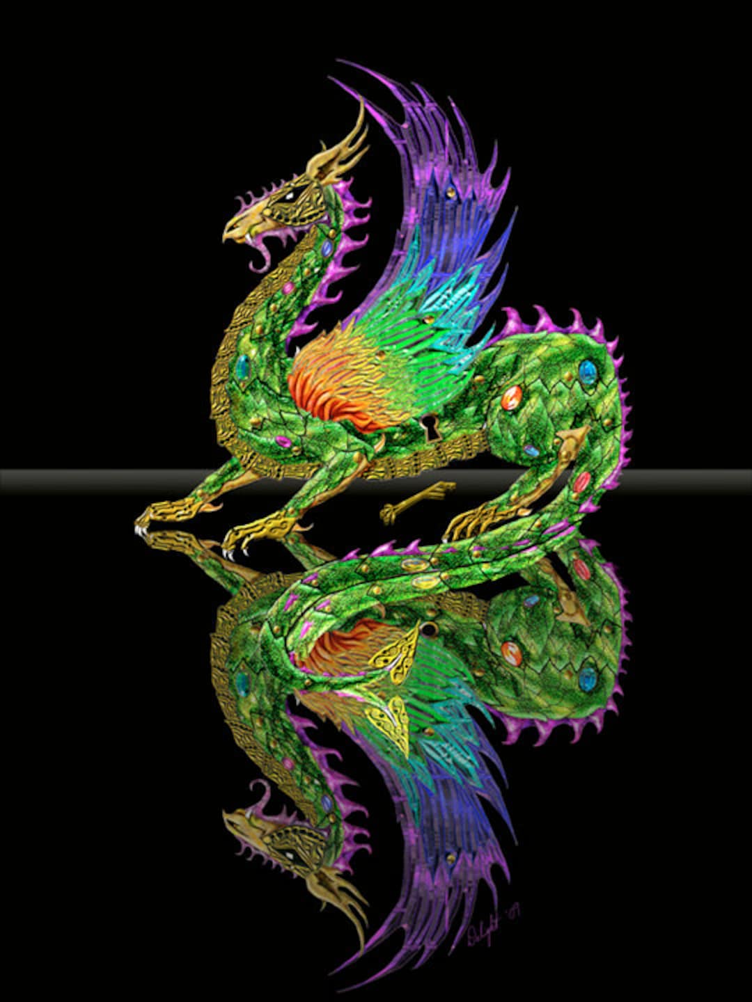 CLOCKWORK DRAGON, 11x14 Print, Limited Edition, Wind up Dragon ...