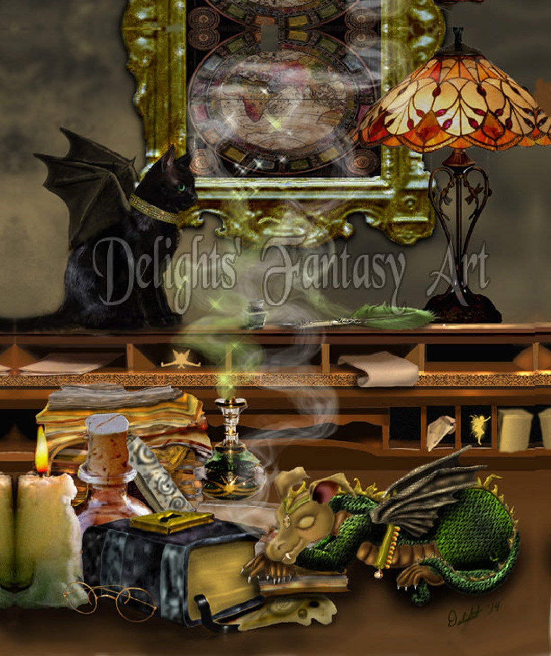 The Wizard's Desk, 16x20 Double Matted Print, 11x14 Print, Limited ...
