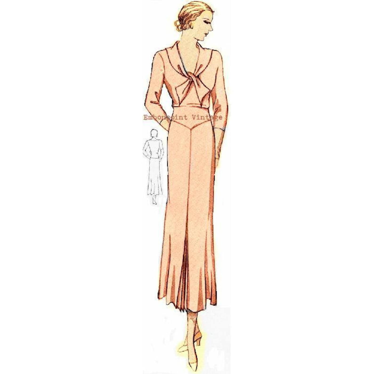 Plus Size or Any Size 1934 Vintage Dress Sewing Pattern - Etsy