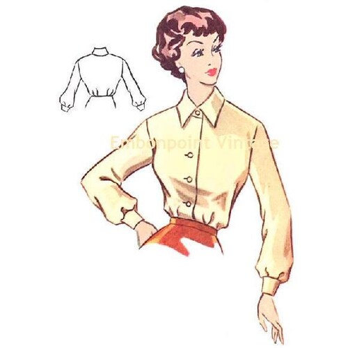 Plus Size or Any Size Vintage 1950s Blouse Pattern PDF - Etsy