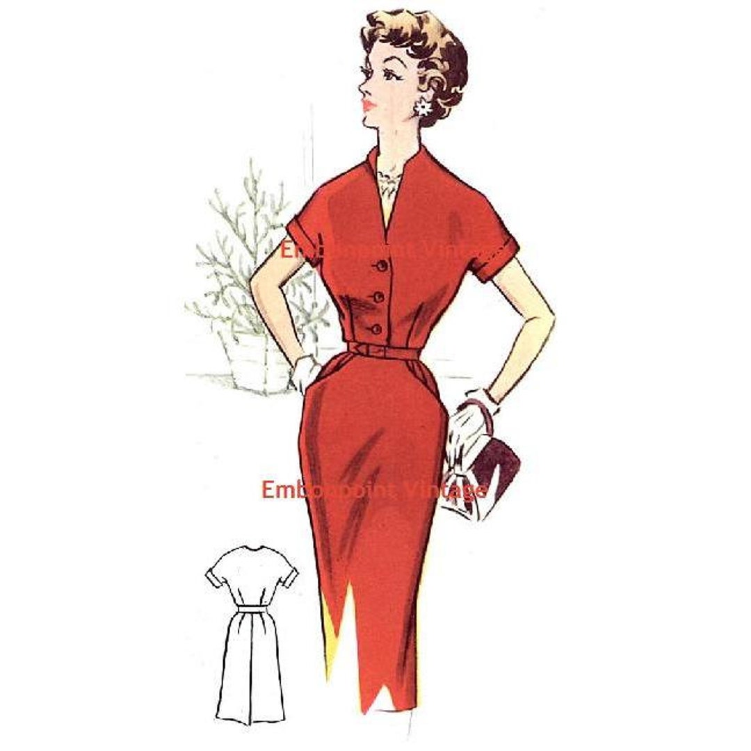 Plus Size (or Any Size) Vintage 1950s Dress Pattern - PDF - Pattern No ...