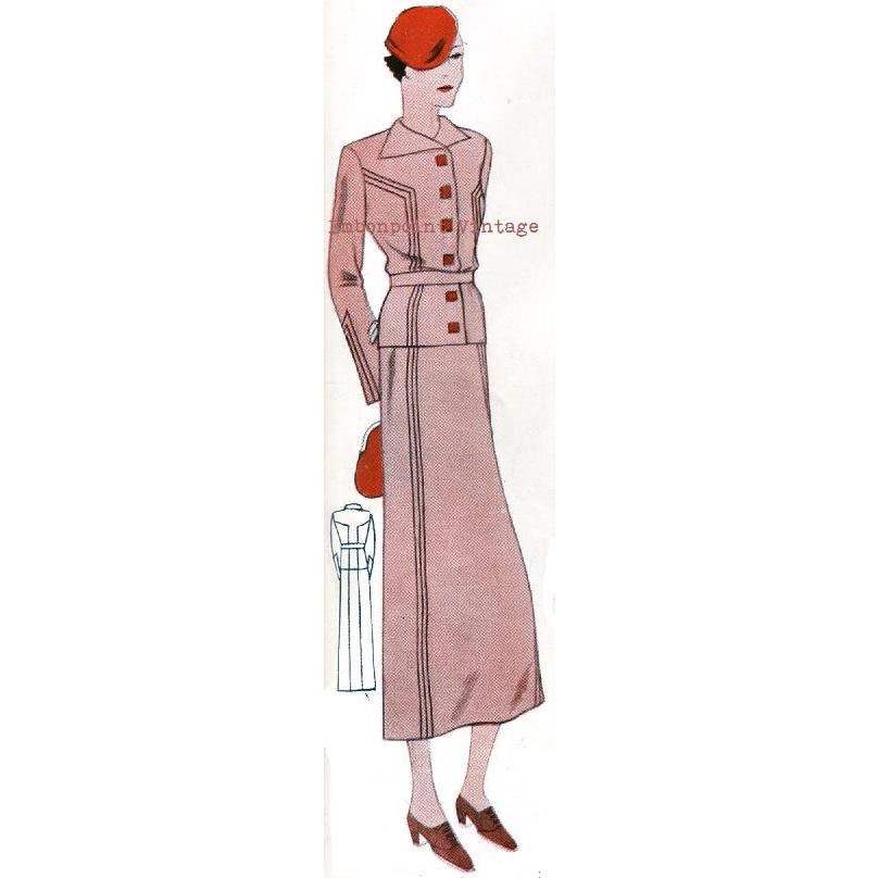 Plus Size (or Any Size) Vintage 1934 Dress Sewing Pattern - PDF ...