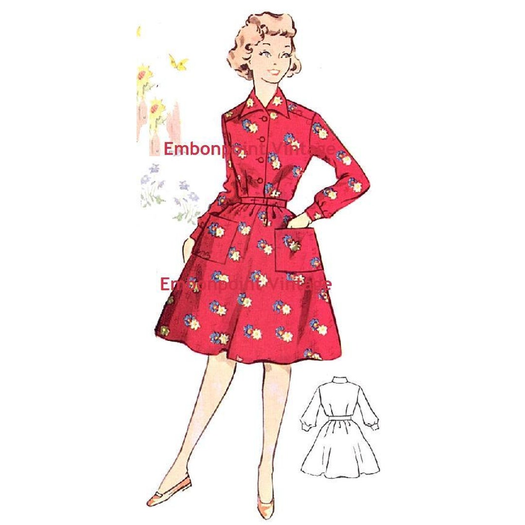 Plus Size (or Any Size) Vintage 1950s Dress Pattern - PDF - Pattern No ...