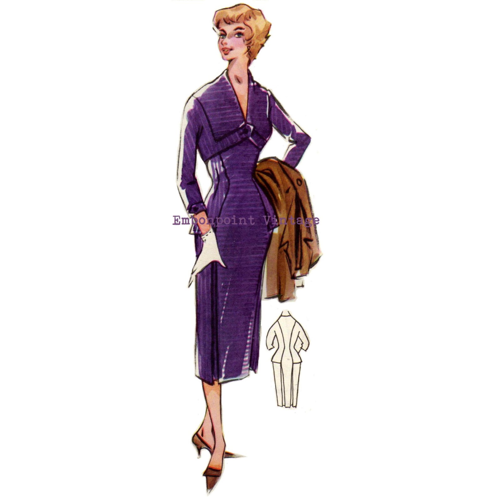 Vintage Sewing Pattern 1956 Dress PDF Plus Size (or Any Size) - Pattern ...