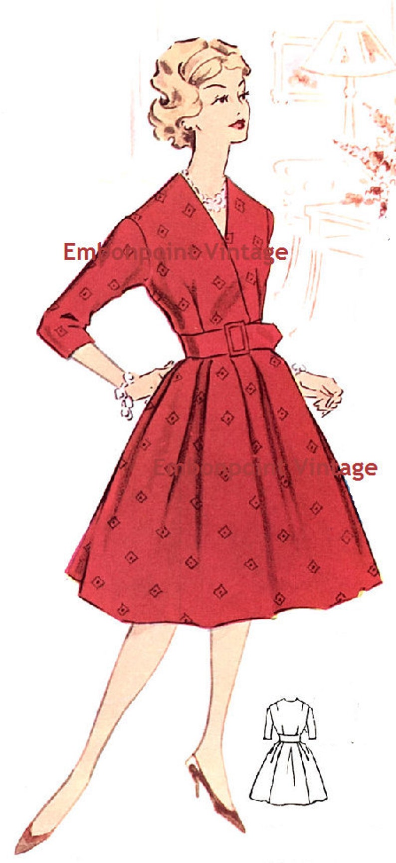 Plus Size or Any Size Vintage 1950s Dress Pattern PDF - Etsy