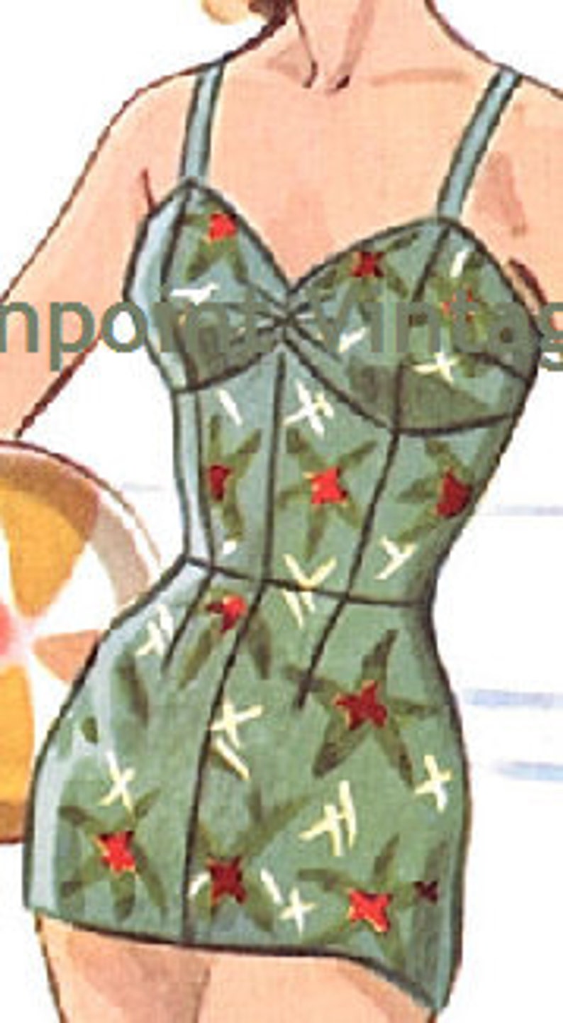 Plus Size (or Any Size) Vintage 1950s Swimsuit Pattern - PDF - Pattern ...