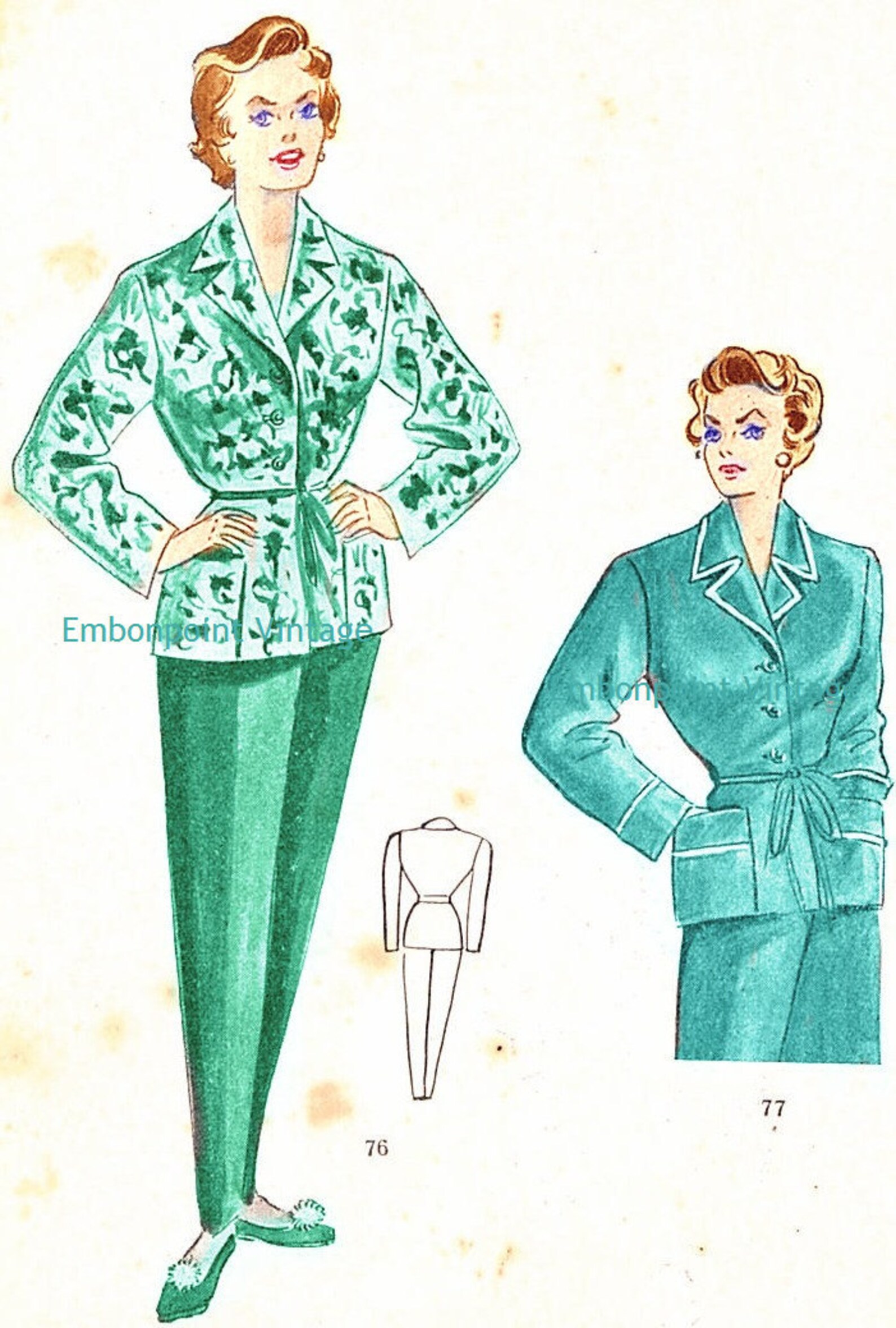 Plus Size (or Any Size) Vintage 1949 Pyjama Sewing Pattern - PDF ...