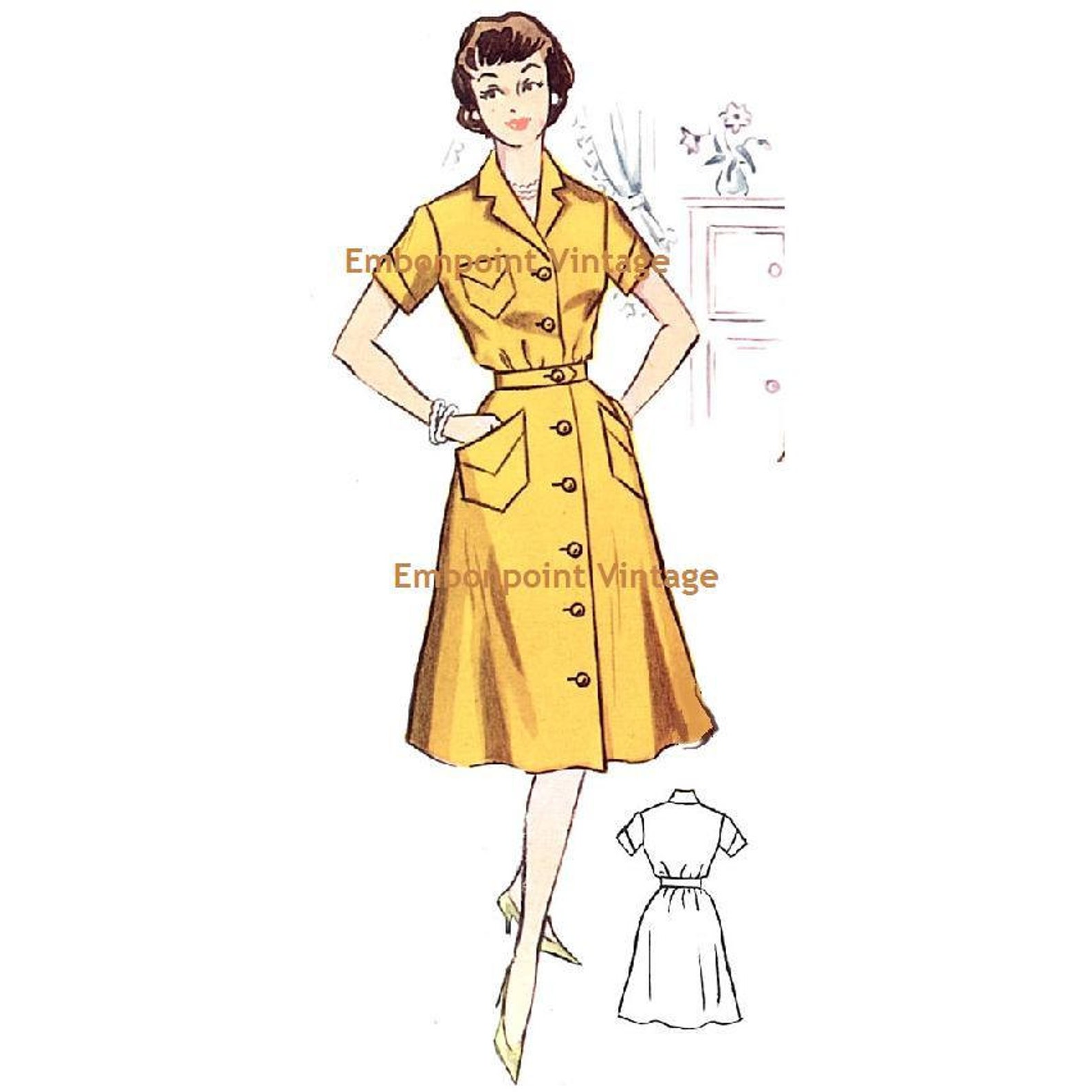 Plus Size or Any Size Vintage 1950s Dress Pattern PDF - Etsy