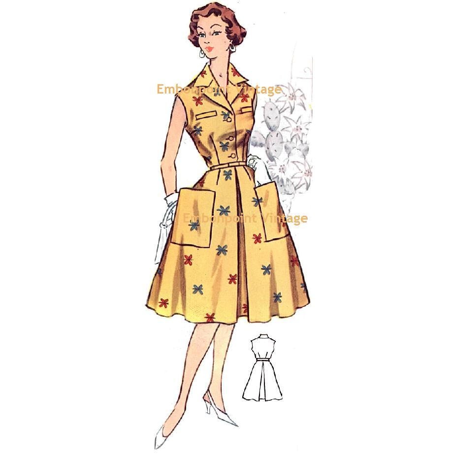 Plus Size (or Any Size) Vintage 1950s Dress Pattern - PDF - Pattern No ...
