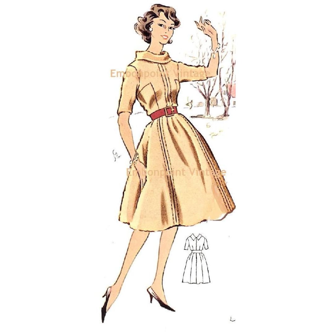 Plus Size (or Any Size) Vintage 1950s Dress Pattern - PDF - Pattern No ...