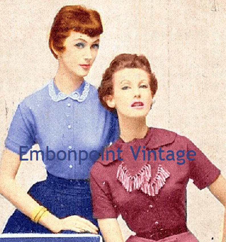 Plus Size (or Any Size) Vintage 1949 Blouse Sewing Pattern - PDF ...