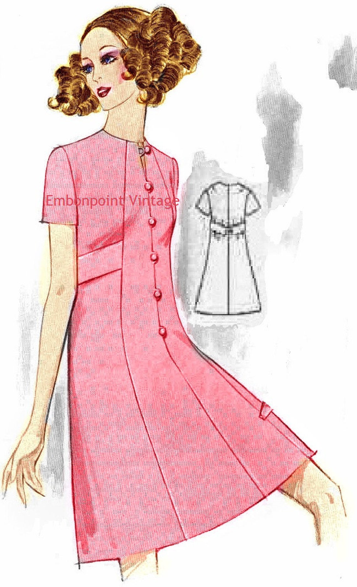 Plus Size or Any Size Vintage 1969 Dress Pattern PDF | Etsy