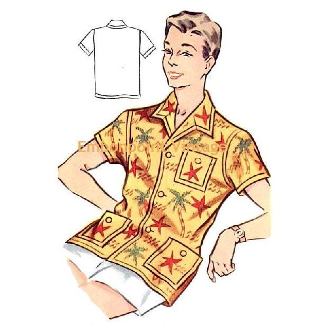 Plus Size (or Any Size) Vintage 1950s Men's Shirt Pattern - PDF ...
