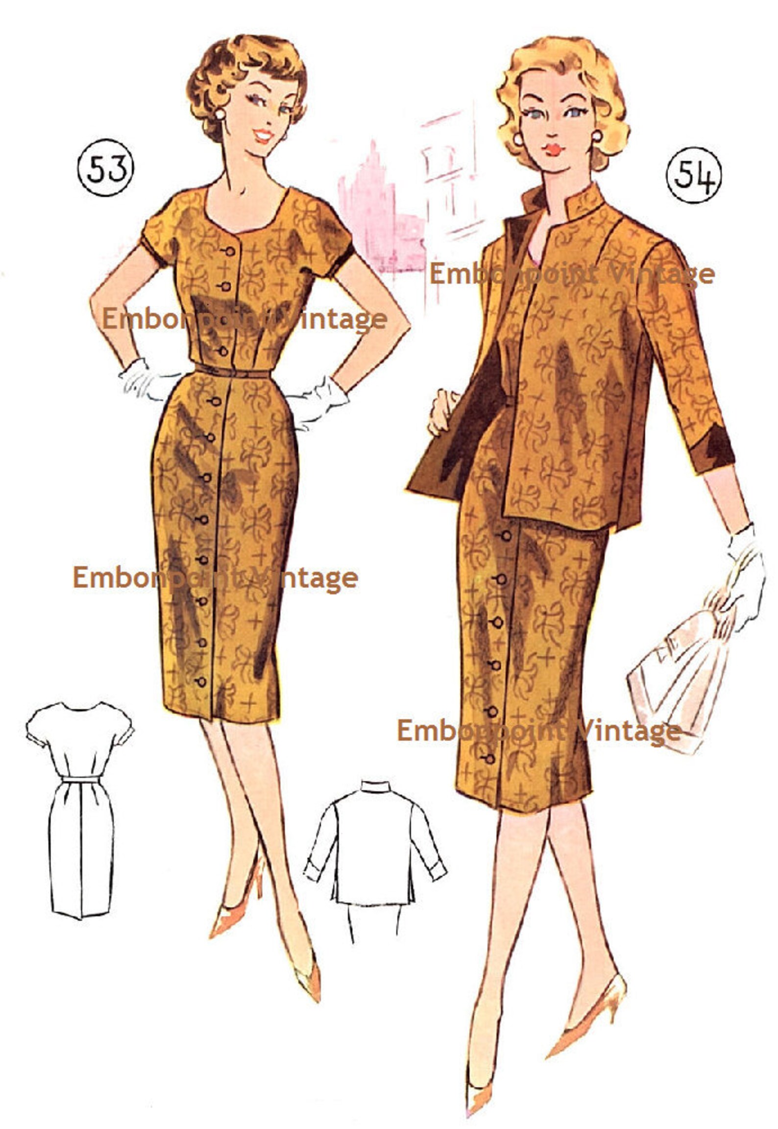 Plus Size or Any Size Vintage 1950s Suit Pattern PDF - Etsy