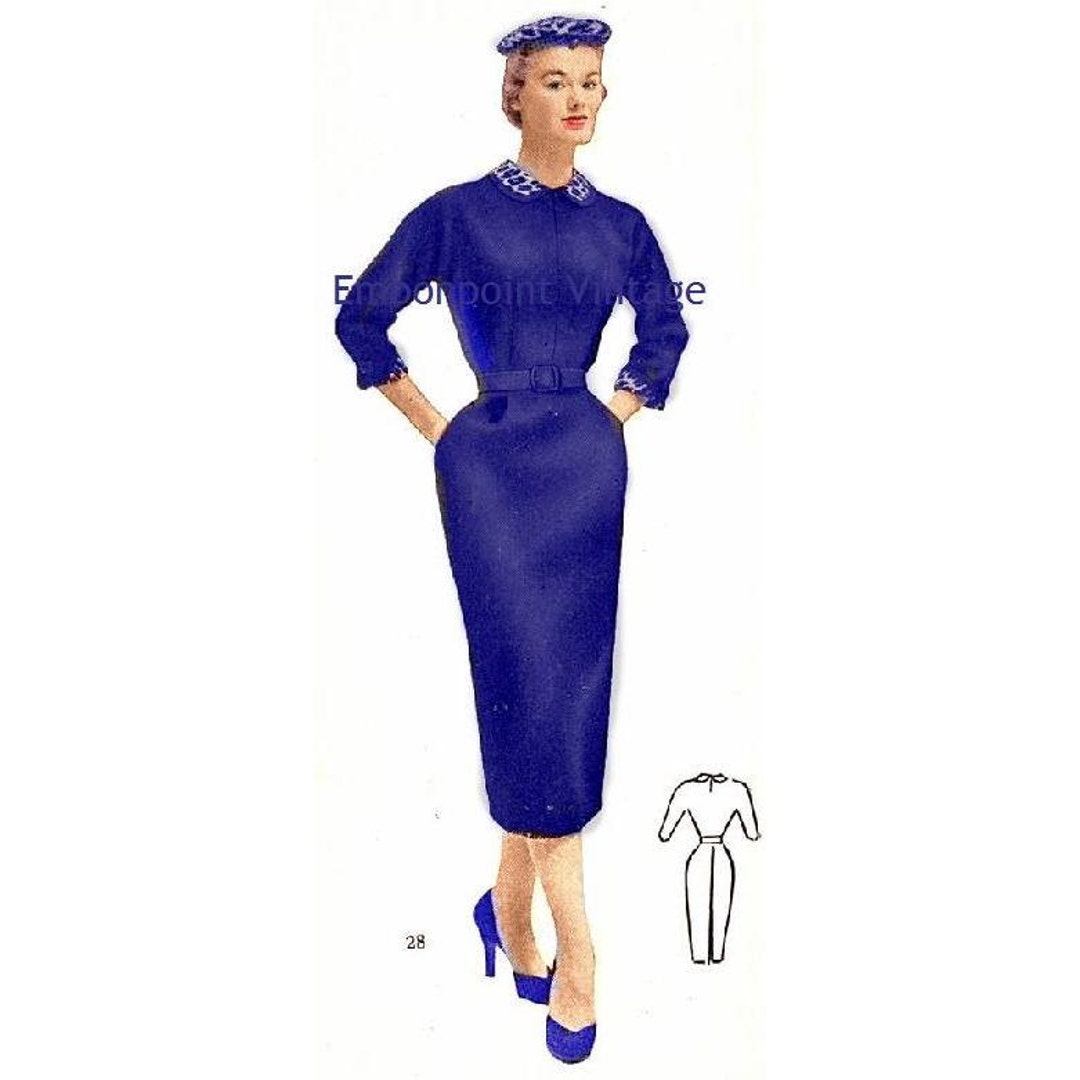 Plus Size (or Any Size) Vintage 1949 Dress Sewing Pattern - PDF ...