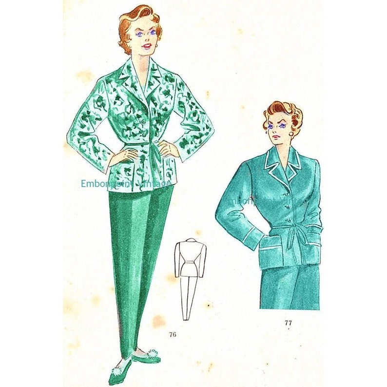 Plus Size (or Any Size) Vintage 1949 Pyjama Sewing Pattern - PDF ...