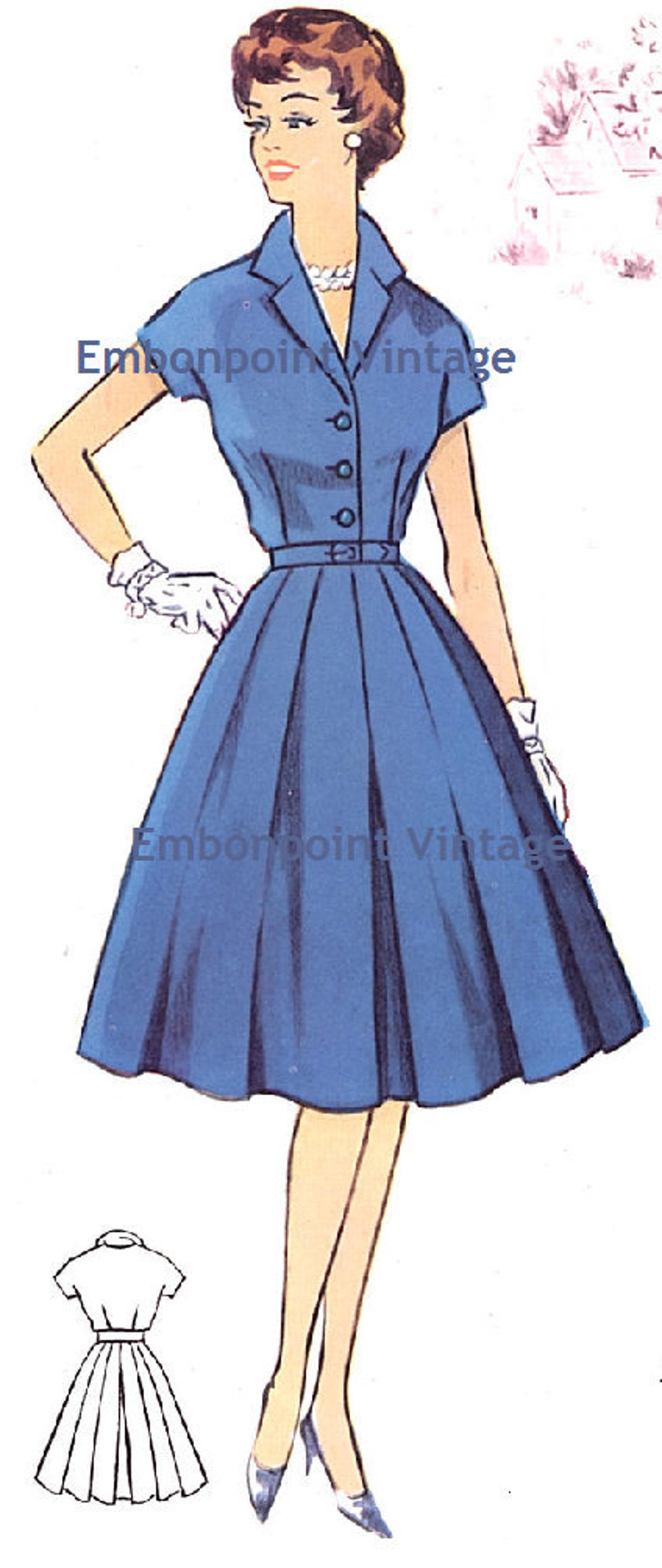 Plus Size or Any Size Vintage 1950s Dress Pattern PDF - Etsy