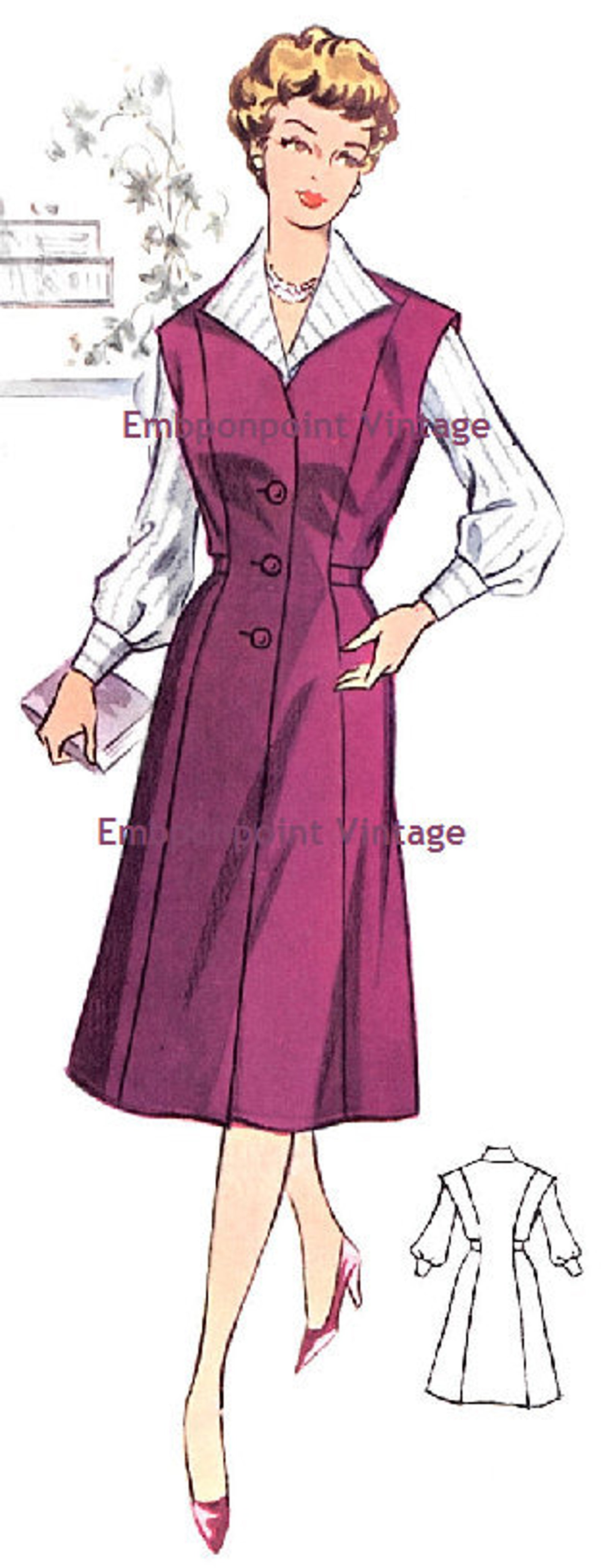 Plus Size (or Any Size) Vintage 1950s Dress Pattern - PDF - Pattern No ...