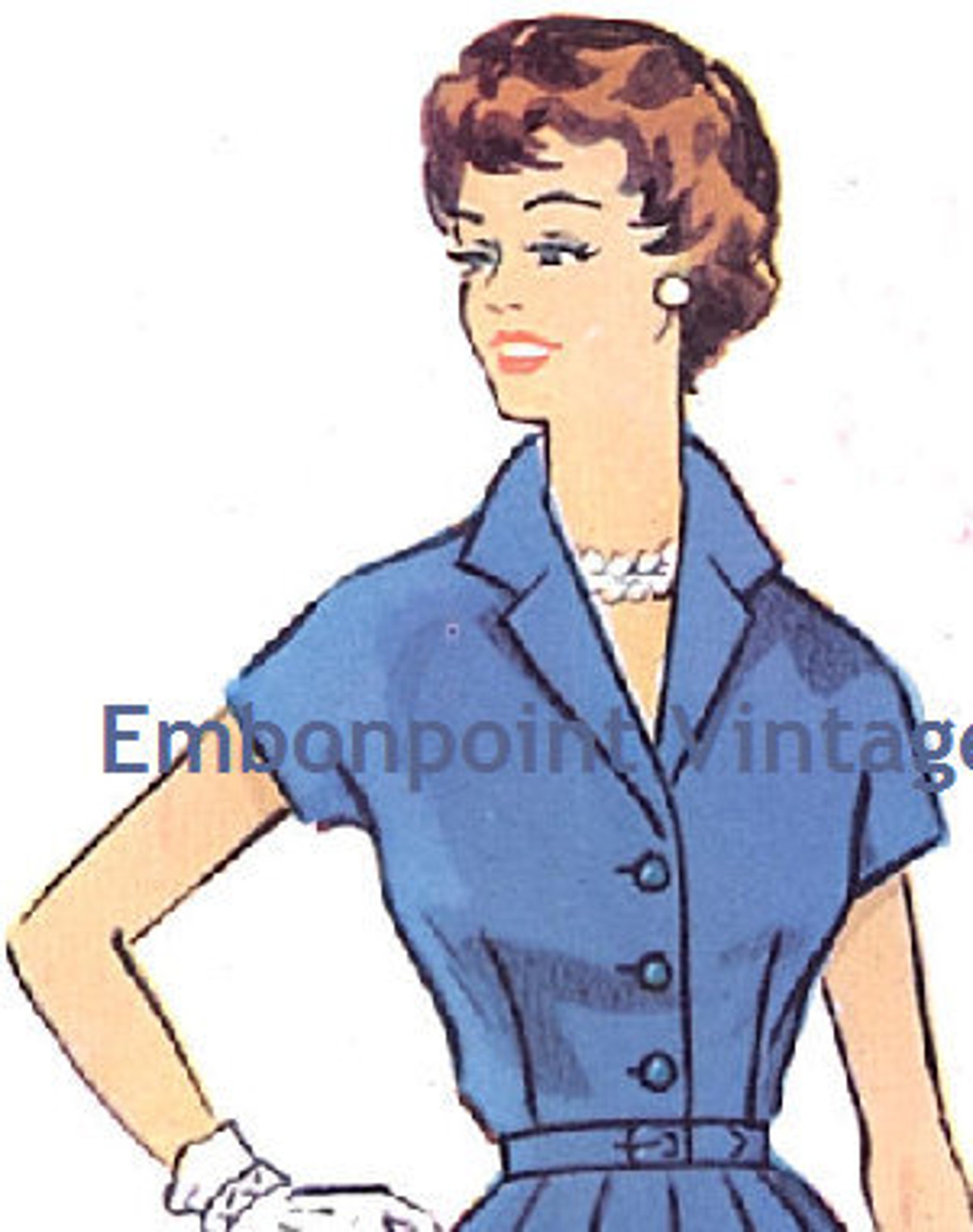 Plus Size or Any Size Vintage 1950s Dress Pattern PDF - Etsy