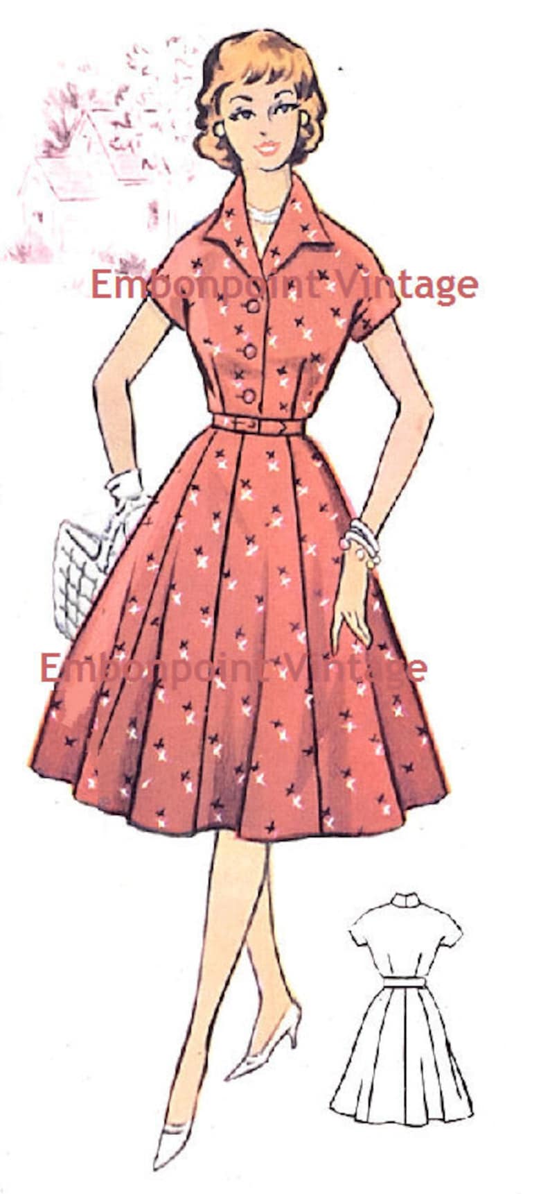 Plus Size or Any Size Vintage 1950s Dress Pattern PDF - Etsy