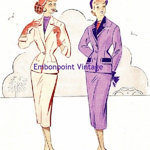 Plus Size (or Any Size) Vintage 1949 Skirt Suit Sewing Pattern - PDF ...