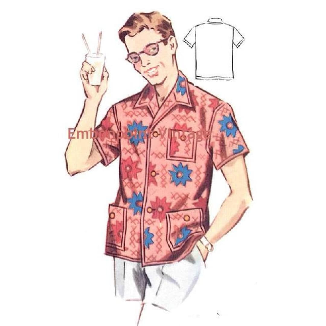 Plus Size (or Any Size) Vintage 1950s Men's Shirt Pattern - PDF ...
