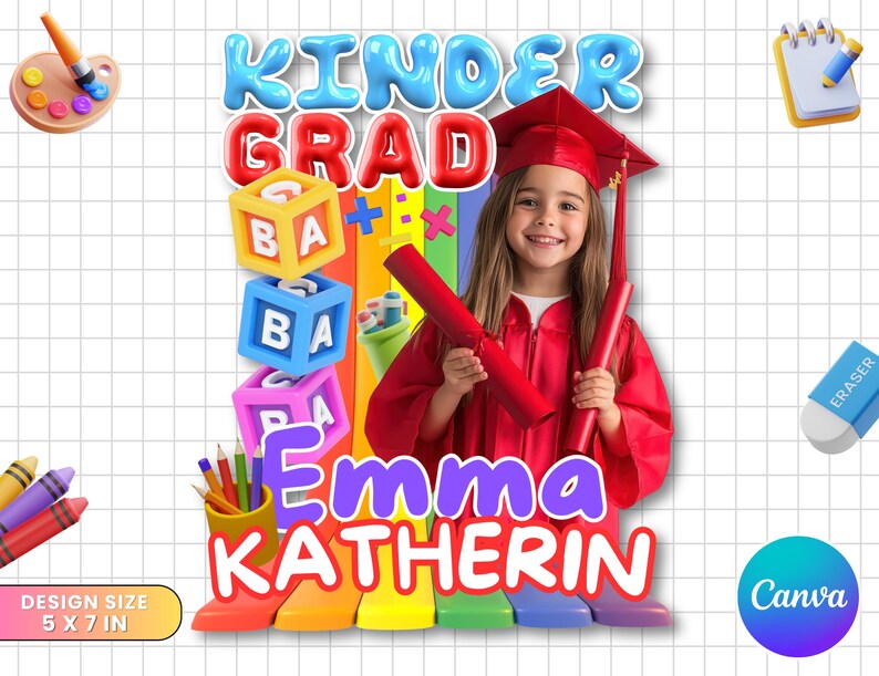 Pre-k Kindergarten Graduation Fan Template, Editable Canva Grad Paddle ...