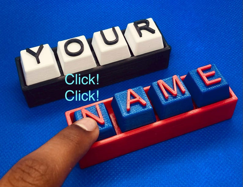 Custom Name Fidget Clicker – Keyboard Style Desk Toy – 3D Printed ...
