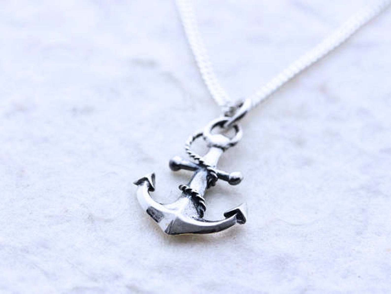 Sterling Silver Anchor Necklace, Sterling Silver Anchor Pendant ...