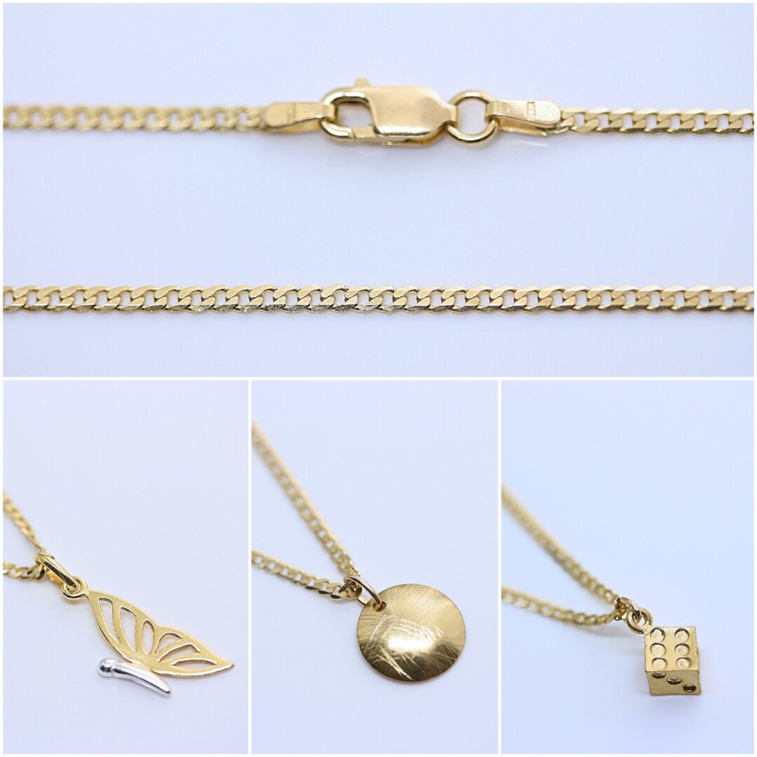 Solid 10k Gold Solid Chain. Real 10k Curb Yellow Gold Chain, Width:1 ...