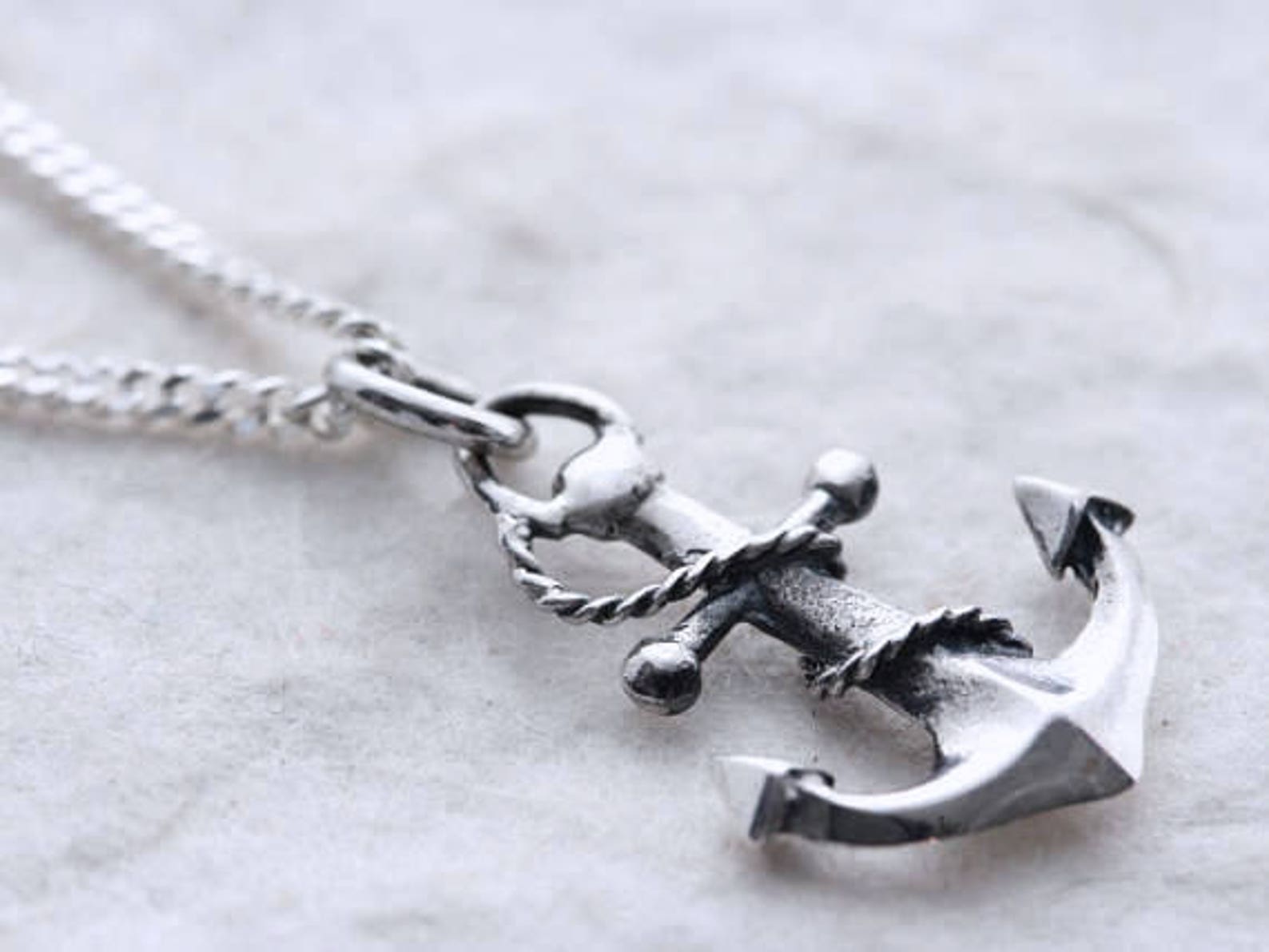 Sterling Silver Anchor Necklace Sterling Silver Anchor - Etsy