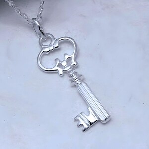 925 Sterling Silver Key Necklace on Sterling Silver Italian. Antique ...