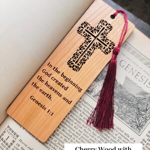 In the Beginning Wooden Bookmark - Etsy