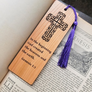 In the Beginning Wooden Bookmark - Etsy