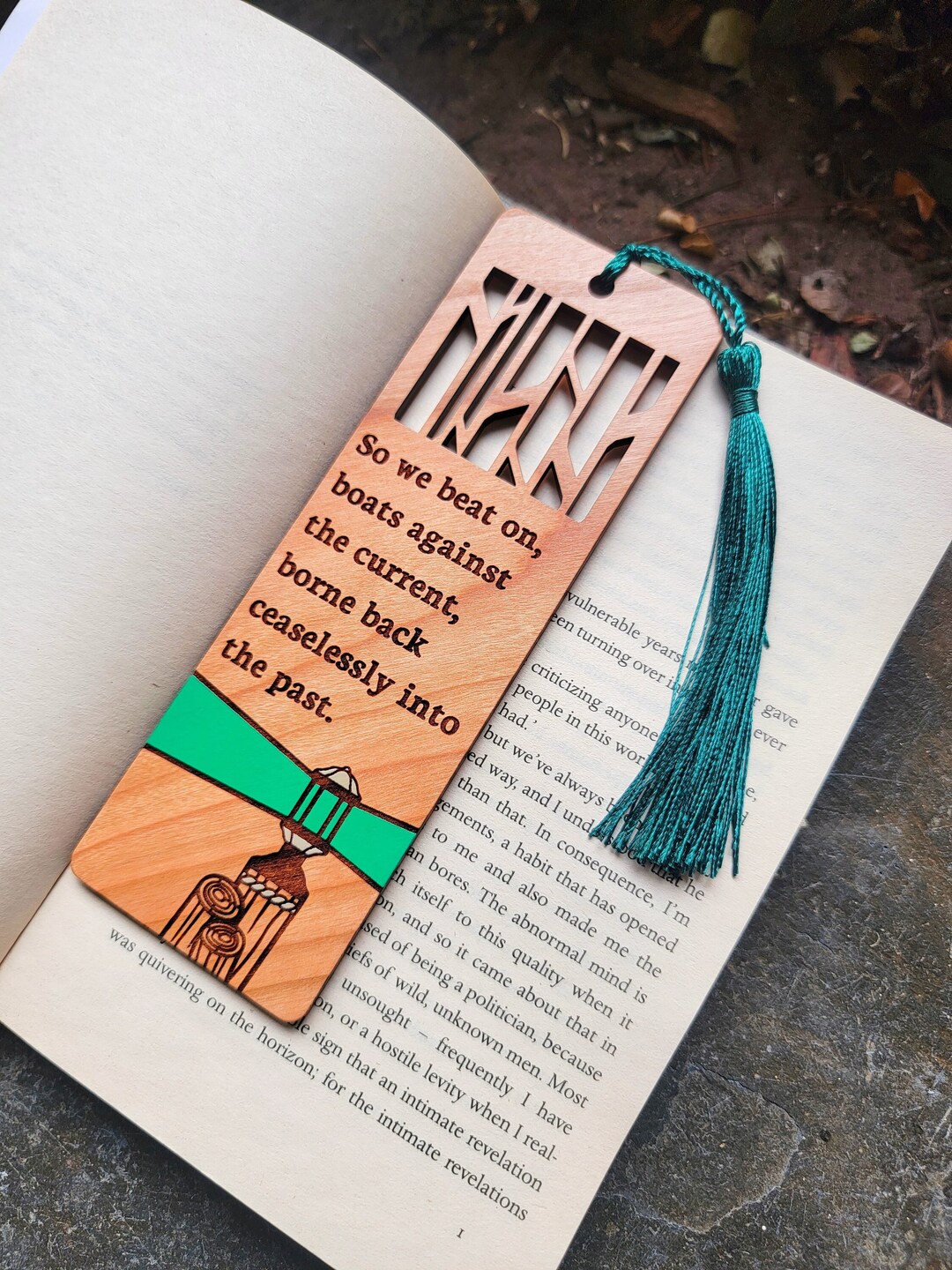 The Green Light Wooden Bookmark - Etsy