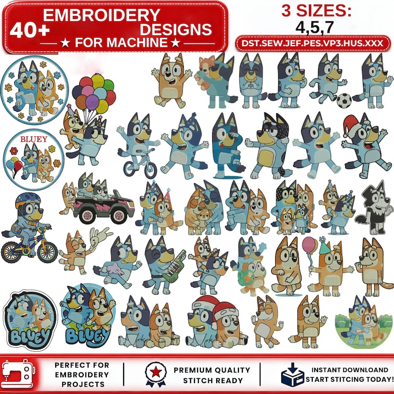 Bluey Embroidery Design - Etsy