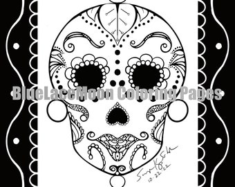 Hand Drawn Dia De Los Muertos Day of the Dead Sugar Skull Printable ...
