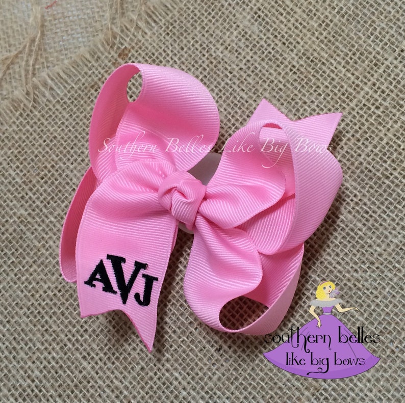 Monogrammed Bow With Classic Letters Small to Medium | Etsy