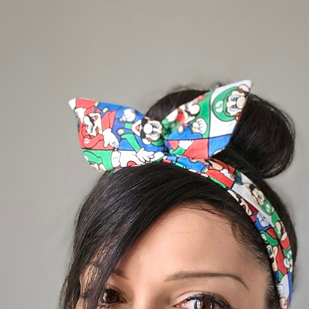 Super Mario Fabric Bow, Mario Bow, Headband, Dolly Bow Head Bands, Head ...