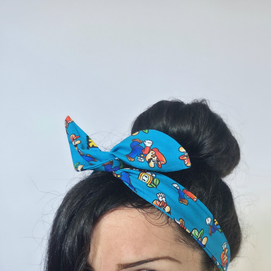 Super Mario Dollybow Headband, Turquoise Mario - Etsy