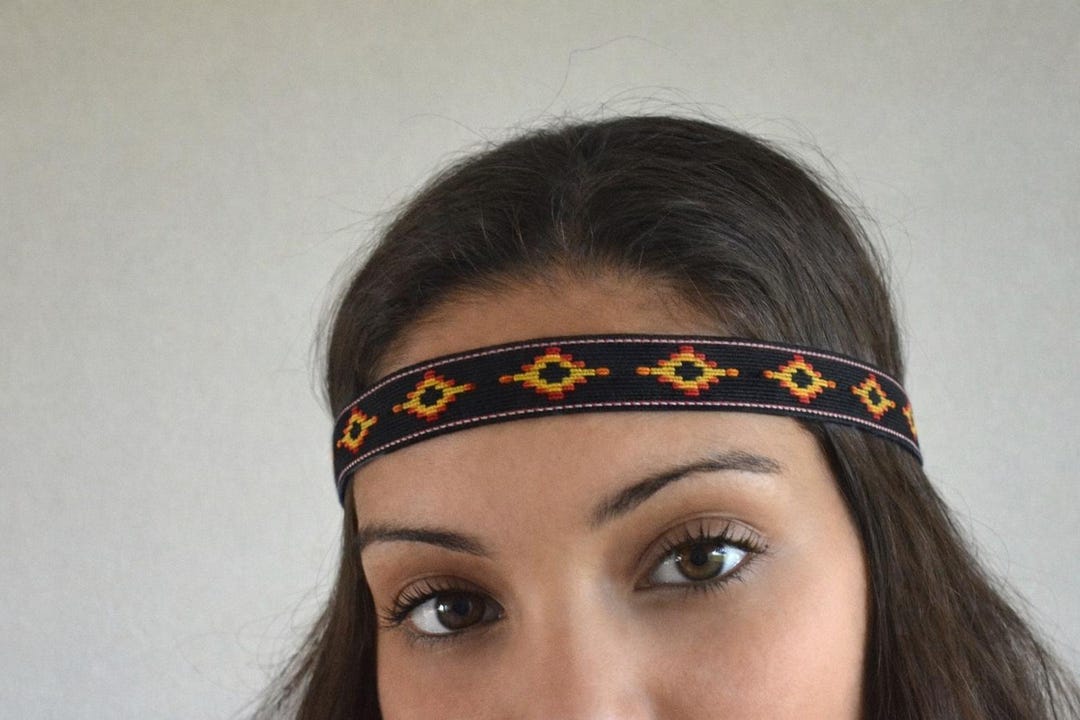 Thin Aztec Hippie Headband- Bohemian Head Bands - Etsy