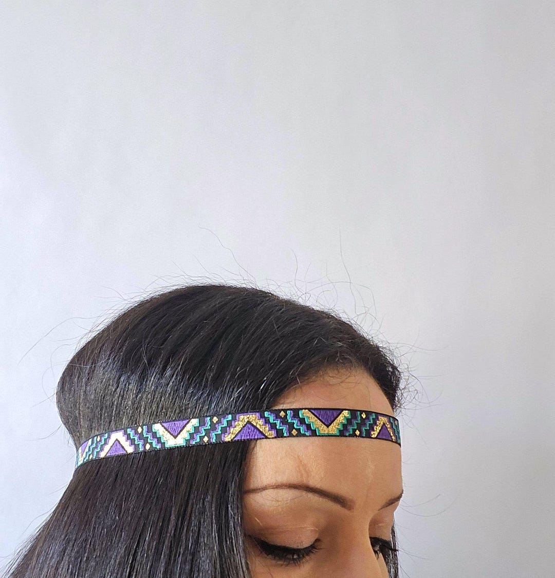 Thin Aztec Hippie Headband- Bohemian Head Bands - Etsy