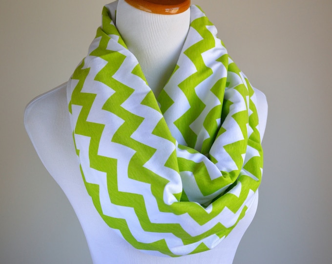 Green Infinity Scarf, Chevron Scarf, Soft Jersey Knit - Etsy