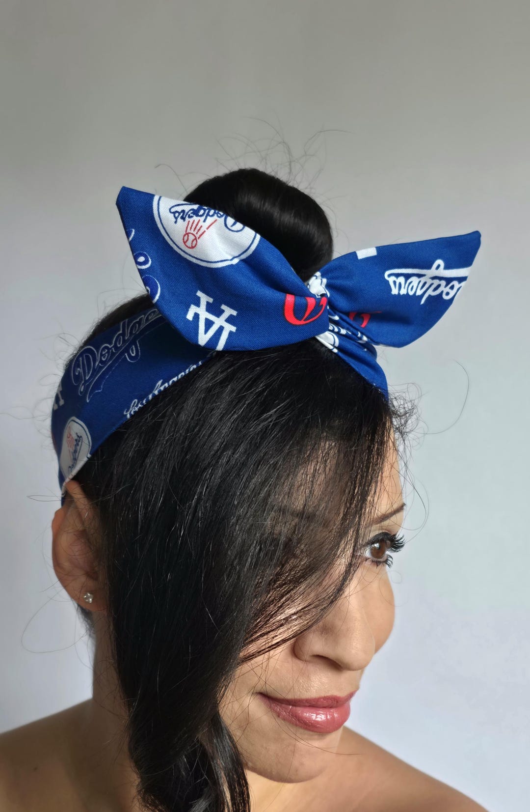 LA Dodgers Headband | Wire Dolly Bow Hair Accessory | Adjustable ...