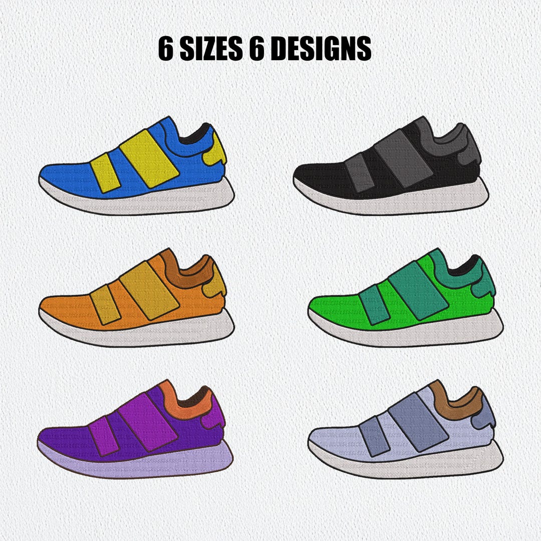 Sneaker Embroidery Design Bundle | Shoes Machine File | 6 Sizes 6 ...