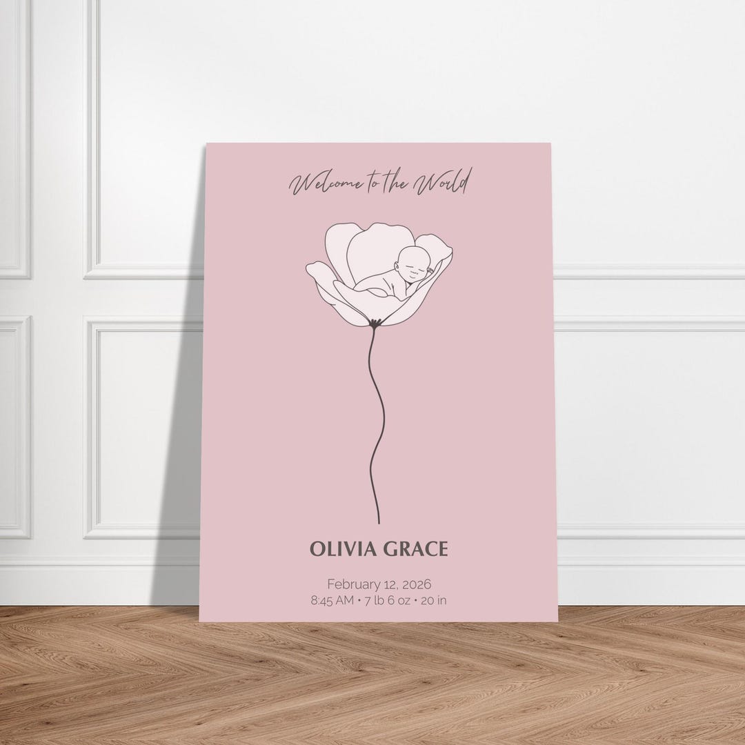 Personalized Birth Print, Baby Name Stats Poster, Newborn Nursery Wall ...