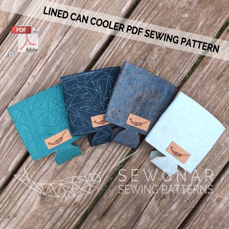 Can Cooler Sewing Pattern: Lined Beverage Koozie (PDF & SVG Files) for ...