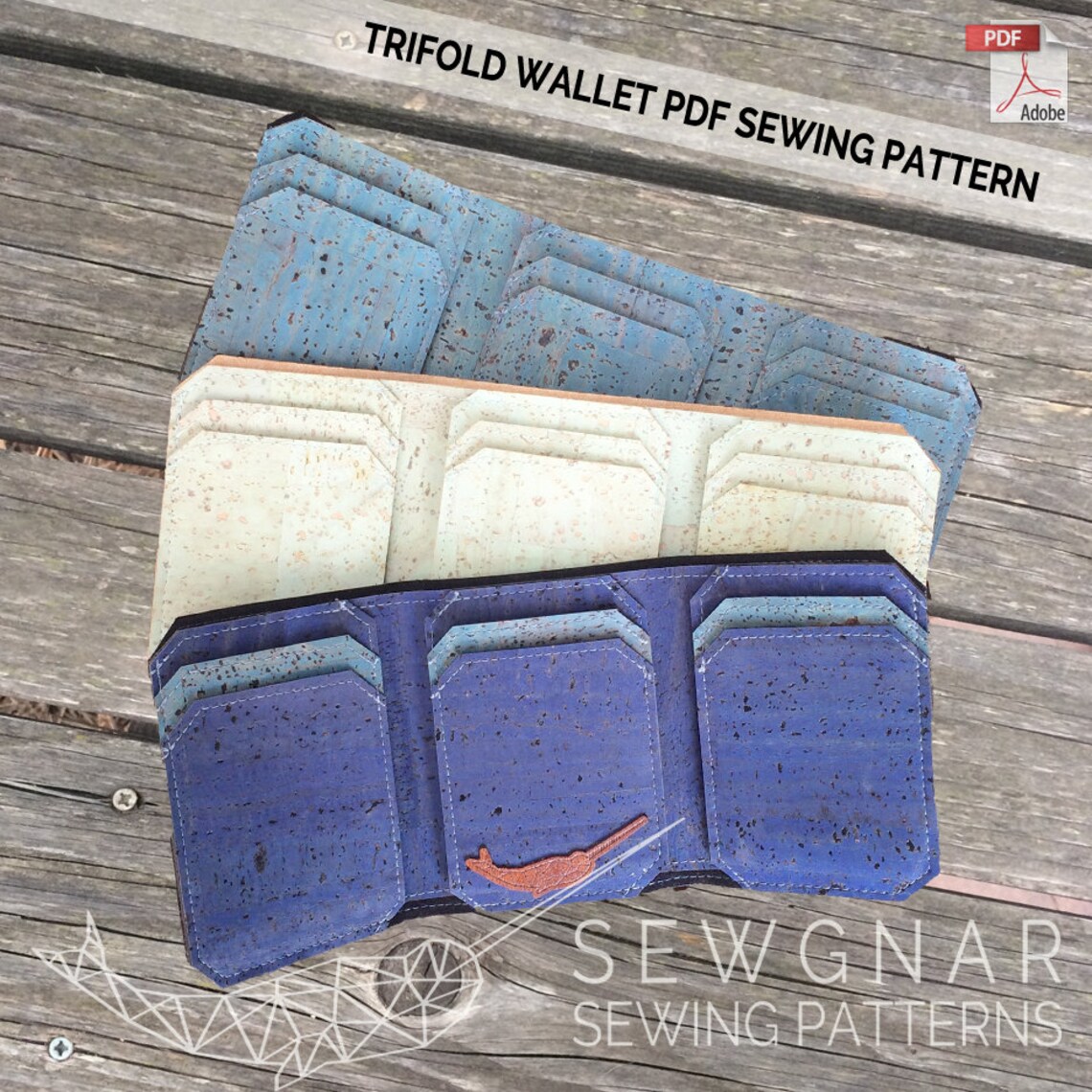 Trifold Wallet Pattern.trifold Wallet Pdf.sewing Pattern.pdf | Etsy