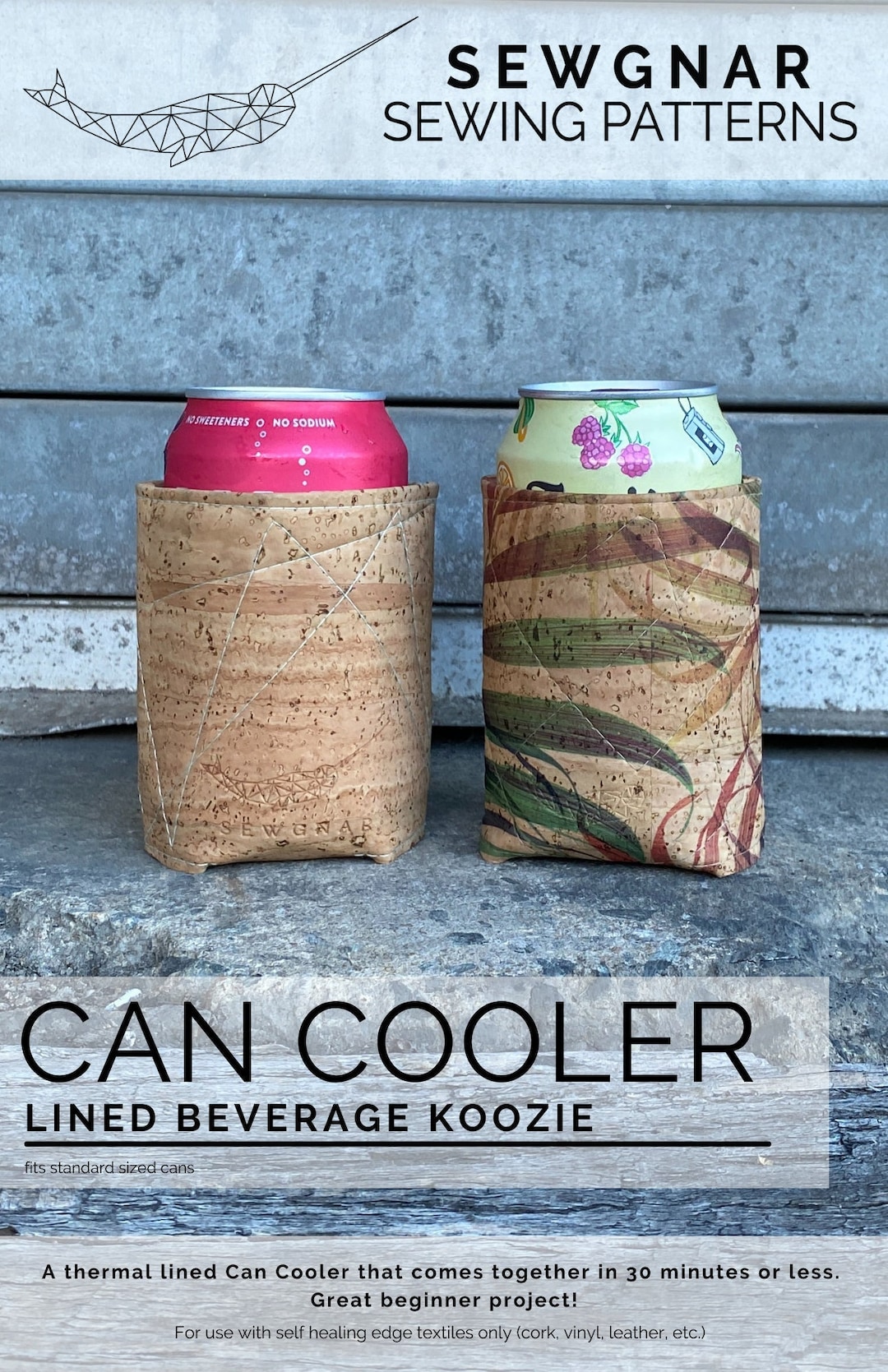 Can Cooler Sewing Pattern: Lined Beverage Koozie (PDF & SVG Files) for ...